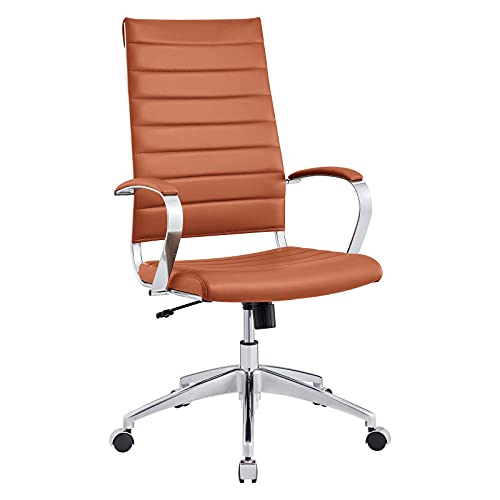 Modway Jive Ribbed High Back Tall Executive Swivel Office Chair With Arms In Terracotta