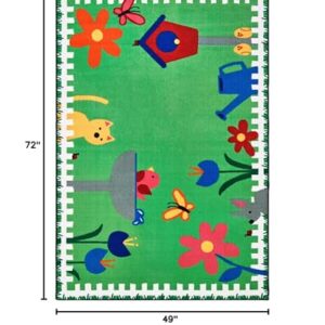 Carpets for Kids KID$Value 48.67 Garden Time Classroom Welcome Value Rug 4ft x 6ft Rectangle Green