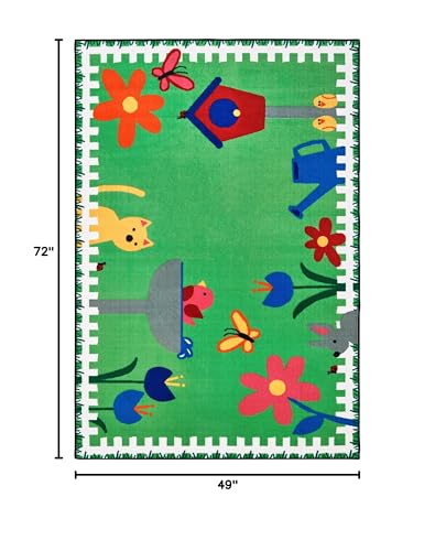 Carpets for Kids KID$Value 48.67 Garden Time Classroom Welcome Value Rug 4ft x 6ft Rectangle Green