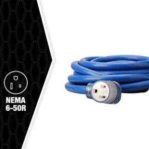 Coleman Cable 19228806 8/3 Heavy-Duty STW 50-Amp/250-Volt Nema 6-50 Blue Welder Extension Cord; 50-Feet