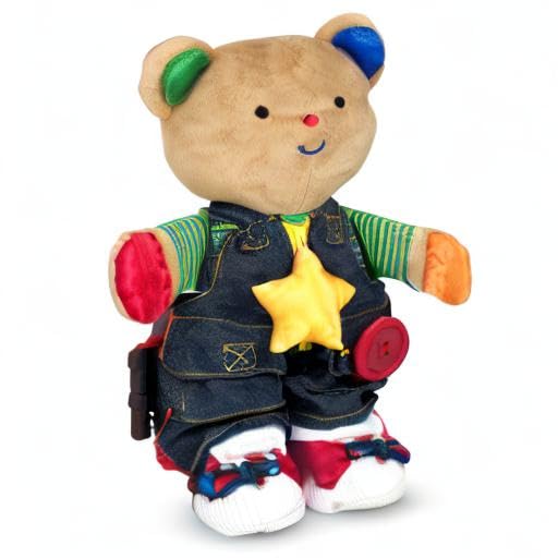 Melissa & Doug K's Kids - Teddy Wear Stuffed Bear Educational Toy - Plush Bear Zipper And Button Learning Toy for Toddlers