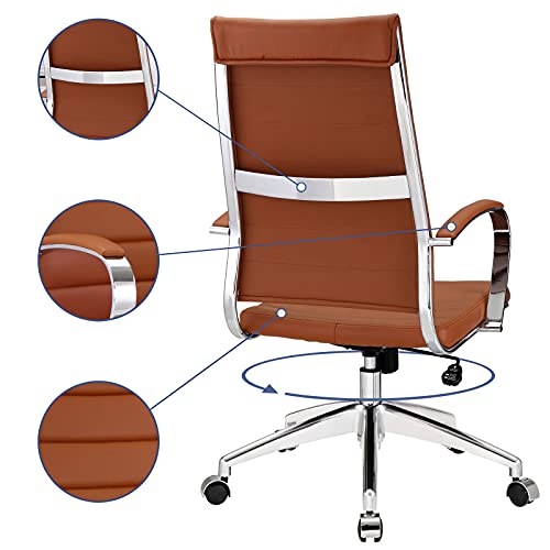 Modway Jive Ribbed High Back Tall Executive Swivel Office Chair With Arms In Terracotta