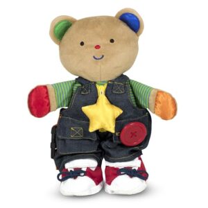 melissa & doug k's kids - teddy wear stuffed bear educational toy - plush bear zipper and button learning toy for toddlers