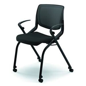 The HON Company HON Motivate Guest Fixed Arms, Nesting Stacking Chair, (HMN2) Office Chiar, Onyx Shell, Centurion Black