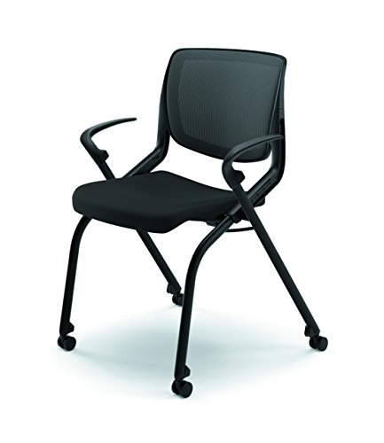 The HON Company HON Motivate Guest Fixed Arms, Nesting Stacking Chair, (HMN2) Office Chiar, Onyx Shell, Centurion Black