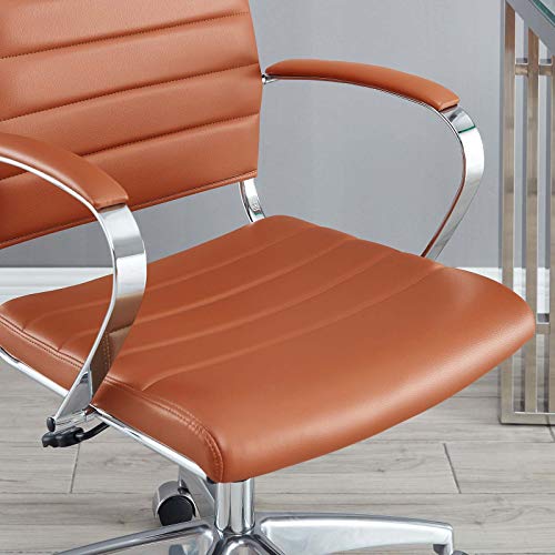 Modway Jive Ribbed High Back Tall Executive Swivel Office Chair With Arms In Terracotta