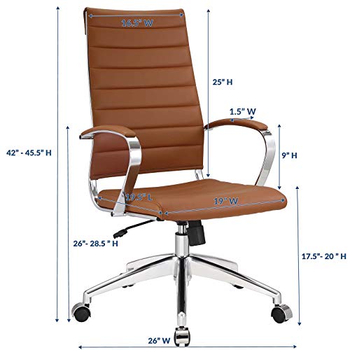 Modway Jive Ribbed High Back Tall Executive Swivel Office Chair With Arms In Terracotta