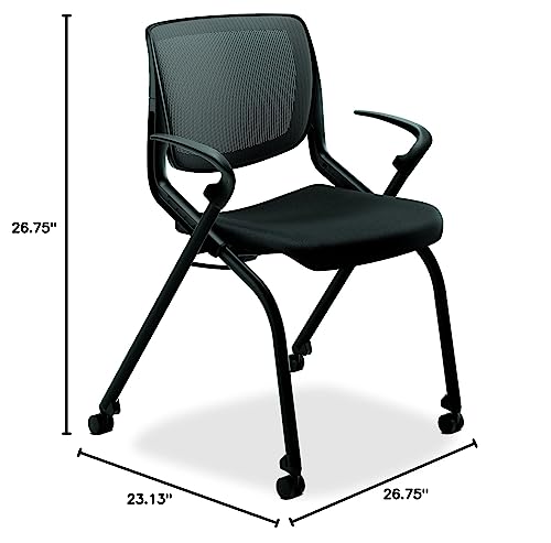 The HON Company HON Motivate Guest Fixed Arms, Nesting Stacking Chair, (HMN2) Office Chiar, Onyx Shell, Centurion Black