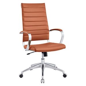 modway jive ribbed high back tall executive swivel office chair with arms in terracotta