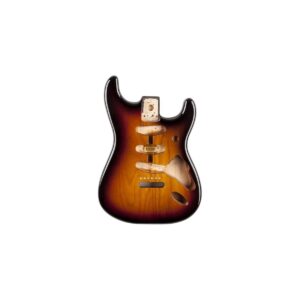 fender alder stratocaster body, vintage bridge routing, sss pickup routing, 3-color sunburst