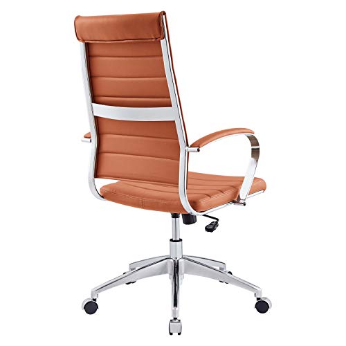 Modway Jive Ribbed High Back Tall Executive Swivel Office Chair With Arms In Terracotta