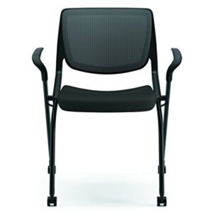 The HON Company HON Motivate Guest Fixed Arms, Nesting Stacking Chair, (HMN2) Office Chiar, Onyx Shell, Centurion Black