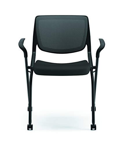 The HON Company HON Motivate Guest Fixed Arms, Nesting Stacking Chair, (HMN2) Office Chiar, Onyx Shell, Centurion Black