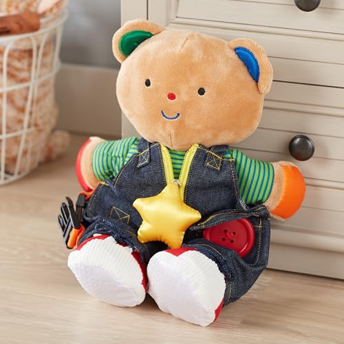 Melissa & Doug K's Kids - Teddy Wear Stuffed Bear Educational Toy - Plush Bear Zipper And Button Learning Toy for Toddlers