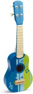 hape kid’s wooden toy ukulele | 21 inch wooden ukulele musical instrument with vibrant sound and tunable nylon strings for children, blue