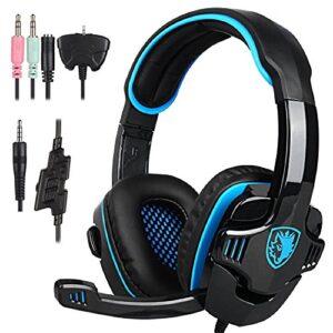 stereo gaming headphone headset with microphone (blue)