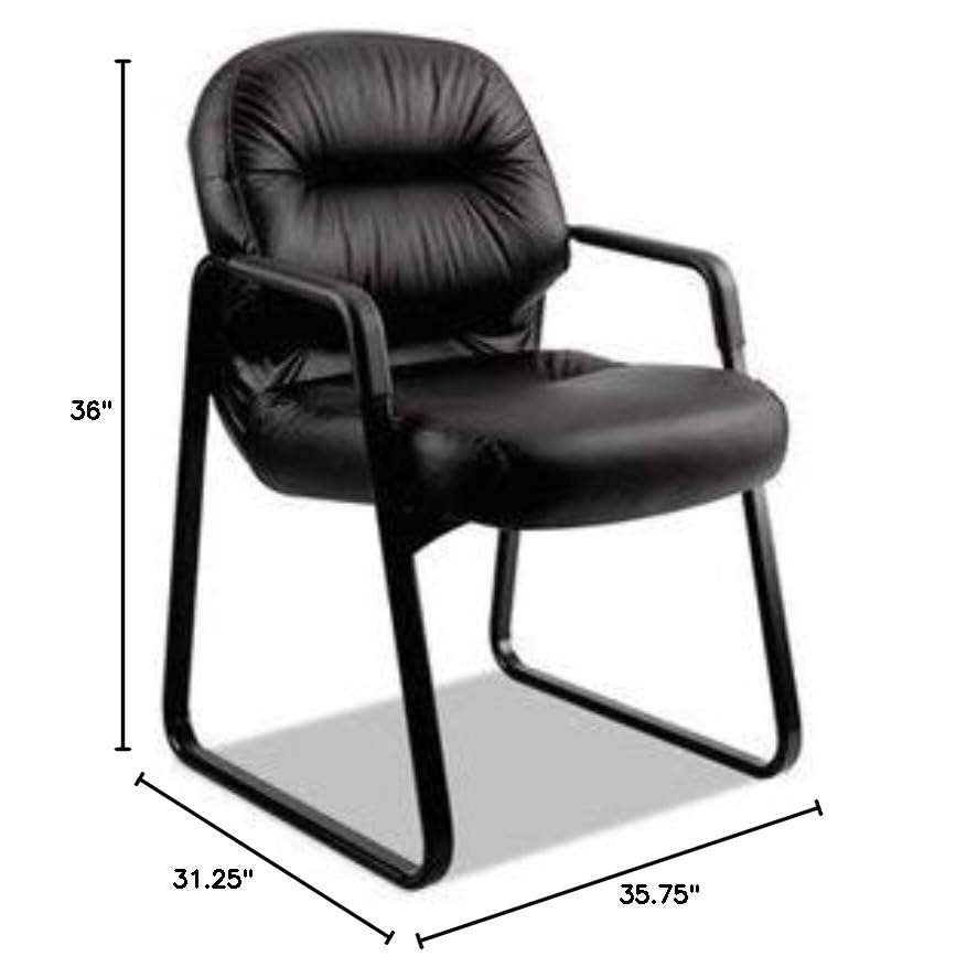 HON 2090 Pillow-Soft Series Leather Guest Arm Chair, Black