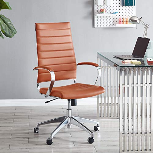 Modway Jive Ribbed High Back Tall Executive Swivel Office Chair With Arms In Terracotta