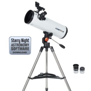 celestron – cometron 114mm newtonian telescope newtonian reflector telescope with parabolic mirror – alt–azimuth mount – ideal telescope for beginners – bonus astronomy software package