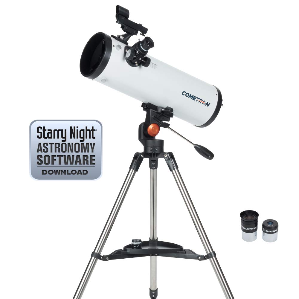 Celestron – Cometron 114mm Newtonian Telescope Newtonian Reflector Telescope with Parabolic Mirror – Alt–azimuth Mount – Ideal Telescope for Beginners – BONUS Astronomy Software Package