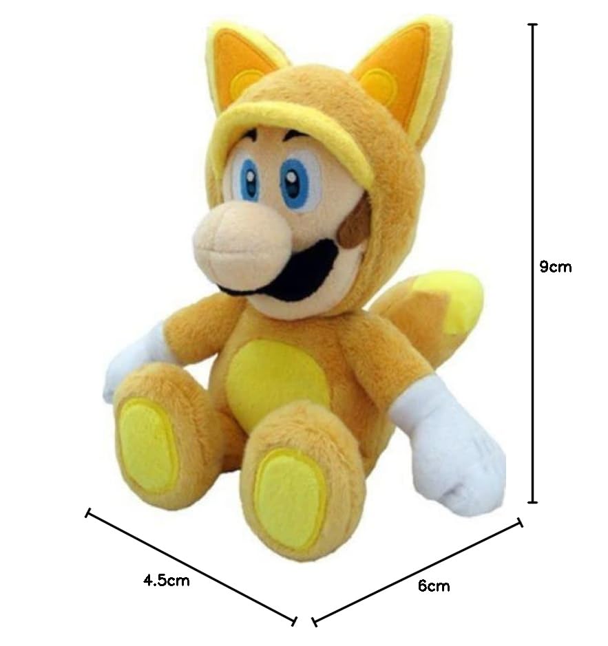 Little Buddy Official Super Mario Plush Kitsune Fox Luigi, 9-Inch Yellow