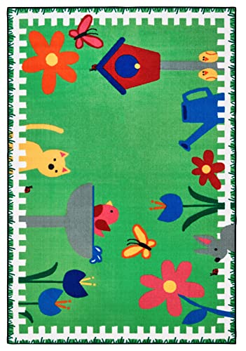 Carpets for Kids KID$Value 48.67 Garden Time Classroom Welcome Value Rug 4ft x 6ft Rectangle Green