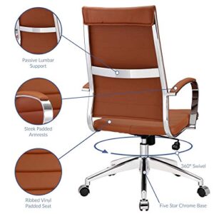 Modway Jive Ribbed High Back Tall Executive Swivel Office Chair With Arms In Terracotta