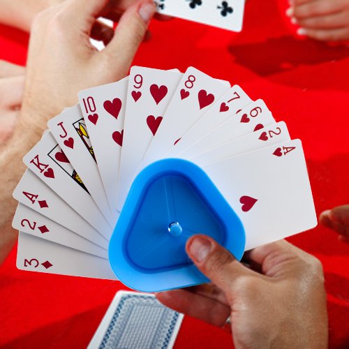 Brybelly Triangle Card Holders for Playing Cards, 4 Pack - Plastic Table Game Accessories & Pieces for Kids, Adults, Seniors, Family Fun Night, Poker, Canasta, Parties, & Classroom Activities