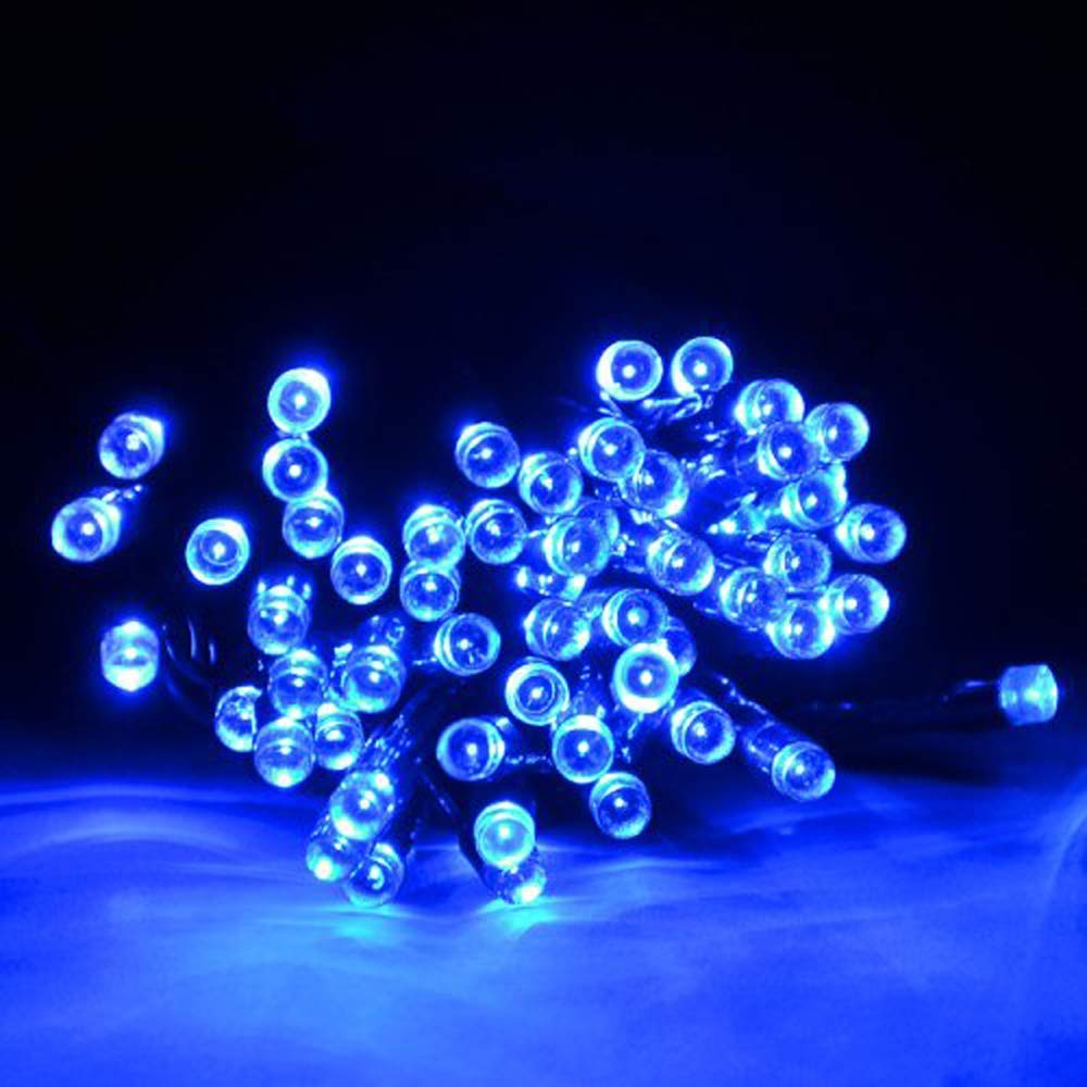 lychee® Solar Powered String Light 55ft 17m 100 LED Solar Fairy Light String for Garden,Outdoor,Home,Christmas Party (17m 100Leds, Blue)