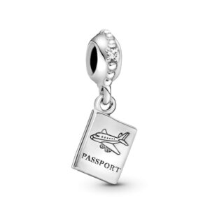 pandora jewelry passport travel dangle cubic zirconia charm in sterling silver