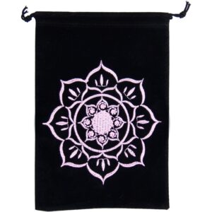 unlined velvet bag embroidered lotus black wiccan wicca pagan