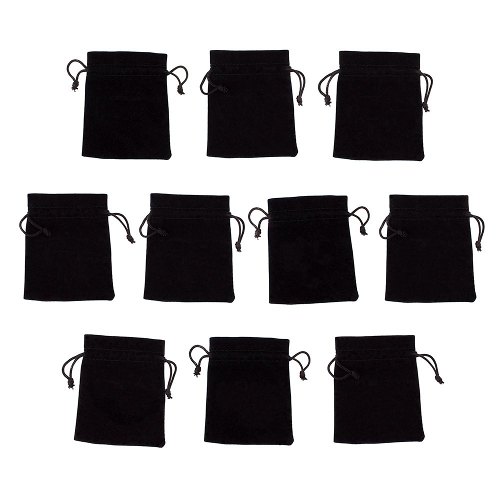 Dice Pouch 10-Pack | 10 Black Drawstring Dice Bags for Transportation and Storage of Polyhedral Tabletop RPG Game Dice | Compatible with D&D and Role Playing Games