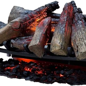 DIMPLEX DLGM29 Opti-Myst Open Hearth Fireplace Insert with Faux Logs Bed, Alabaster