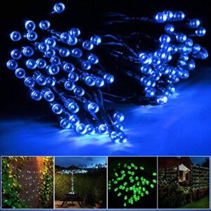 lychee® Solar Powered String Light 55ft 17m 100 LED Solar Fairy Light String for Garden,Outdoor,Home,Christmas Party (17m 100Leds, Blue)