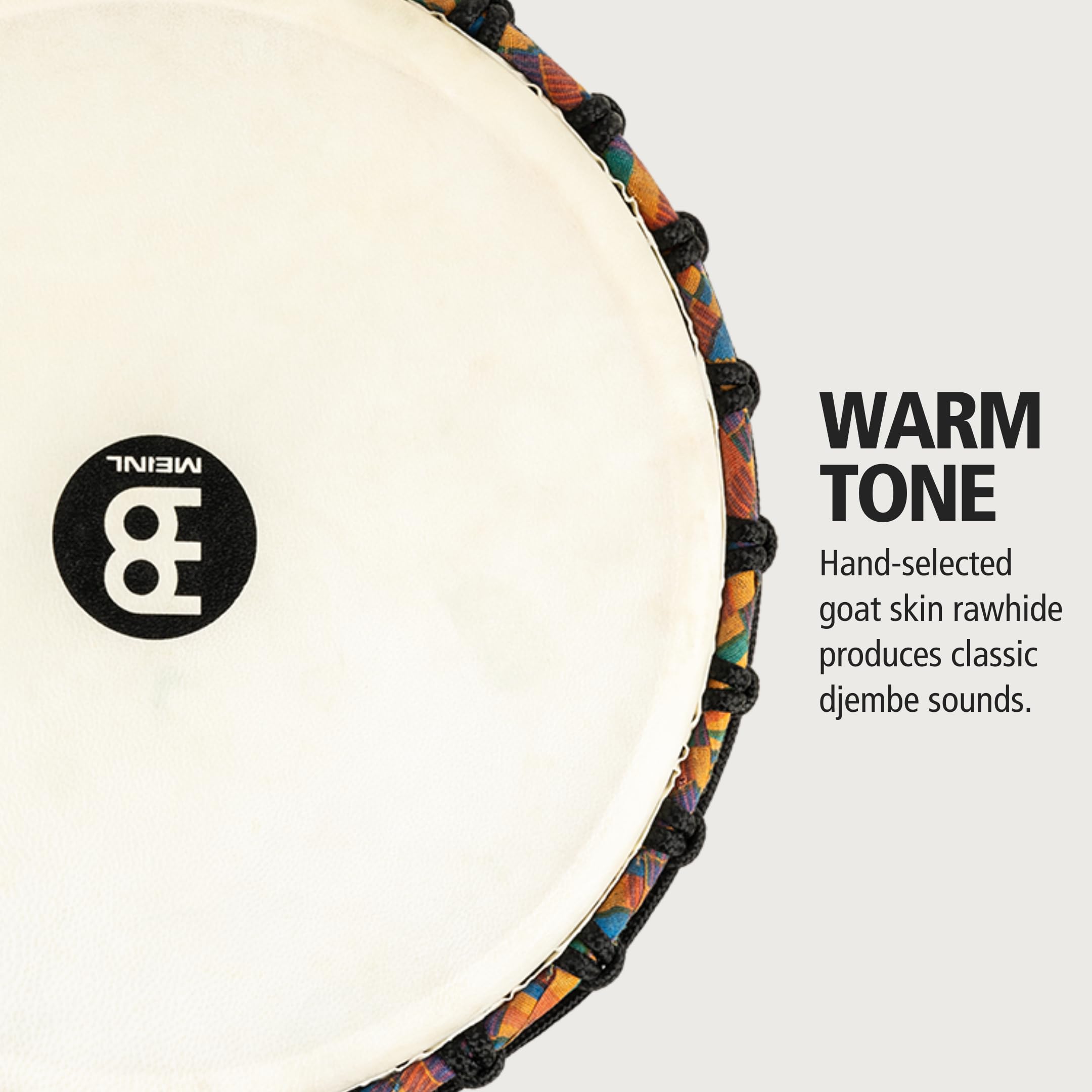 Meinl Percussion Travel Djembe Hand Drum Circle Instrument, Synthetic Shell and Goat Skin Head — NOT Made in China — African Mali Weave Rope Tuning, 2-Year Warranty, Kenyan Quilt, Medium (PADJ2-M-G)