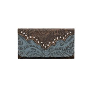 american west women's leather tri-fold wallet billfold annie's secret