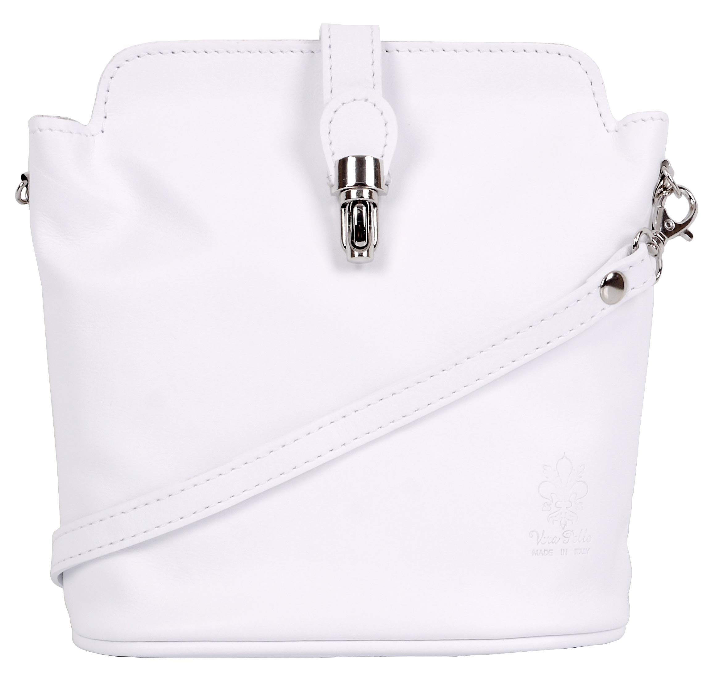 PRIMO SACCHI Italian Soft Leather Hand Made Small White Cross Body or Shoulder Bag Handbag Purse