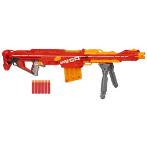 nerf centurion mega toy blaster with folding bipod, 6-dart clip, 6 official nerf mega darts, and bolt action for kids, teens, and adults (amazon exclusive)