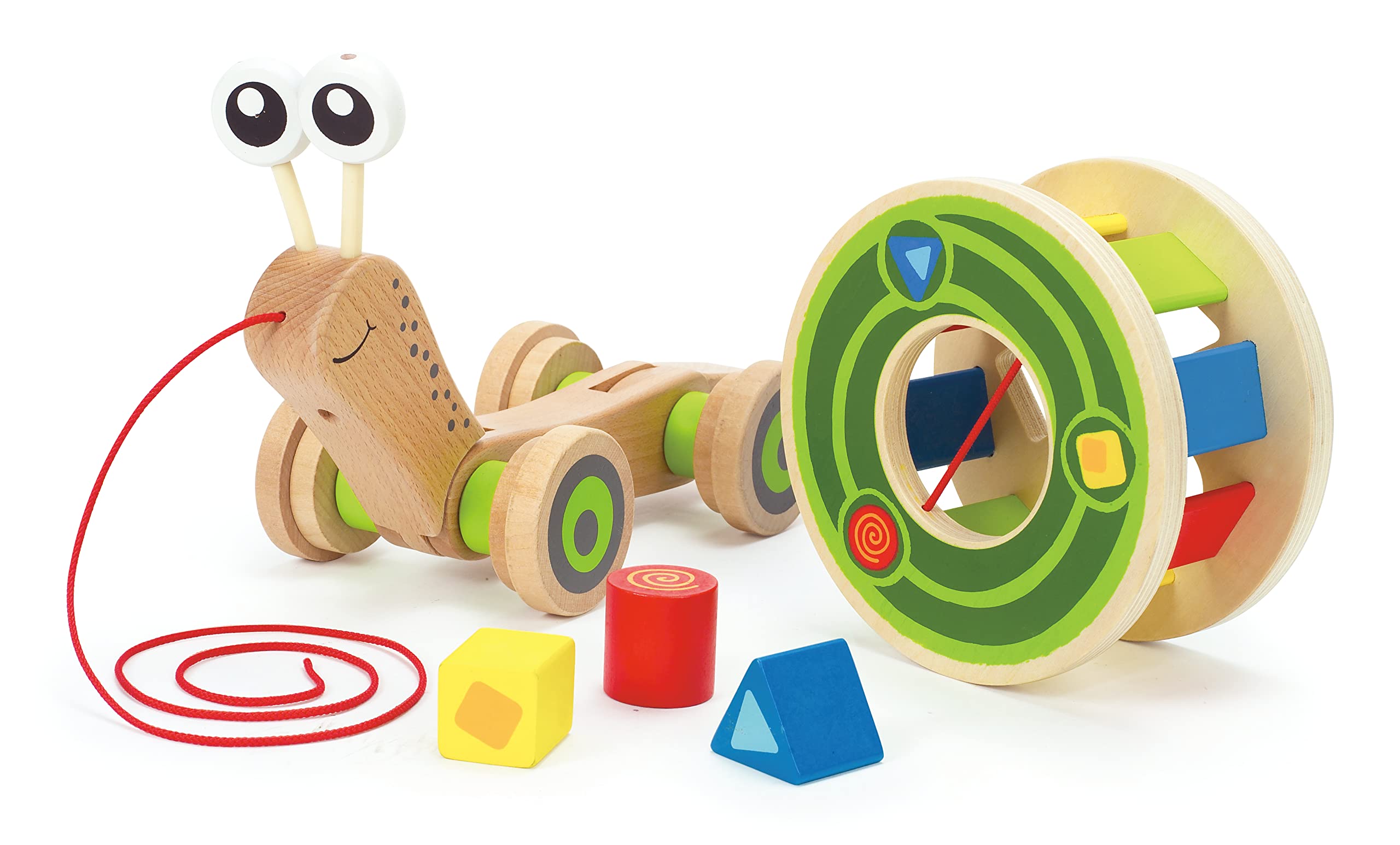 Hape Walk-A-Long Snail Pull Toy |Award Winning Toddler Wooden Push and Pull Toy with Removable Color