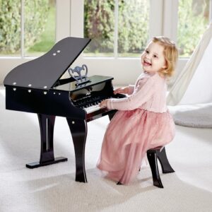 Hape Classic Grand Black Piano| Thirty Key Wooden Keyboard Musical Toy Set for Kids Age Year 3 and up