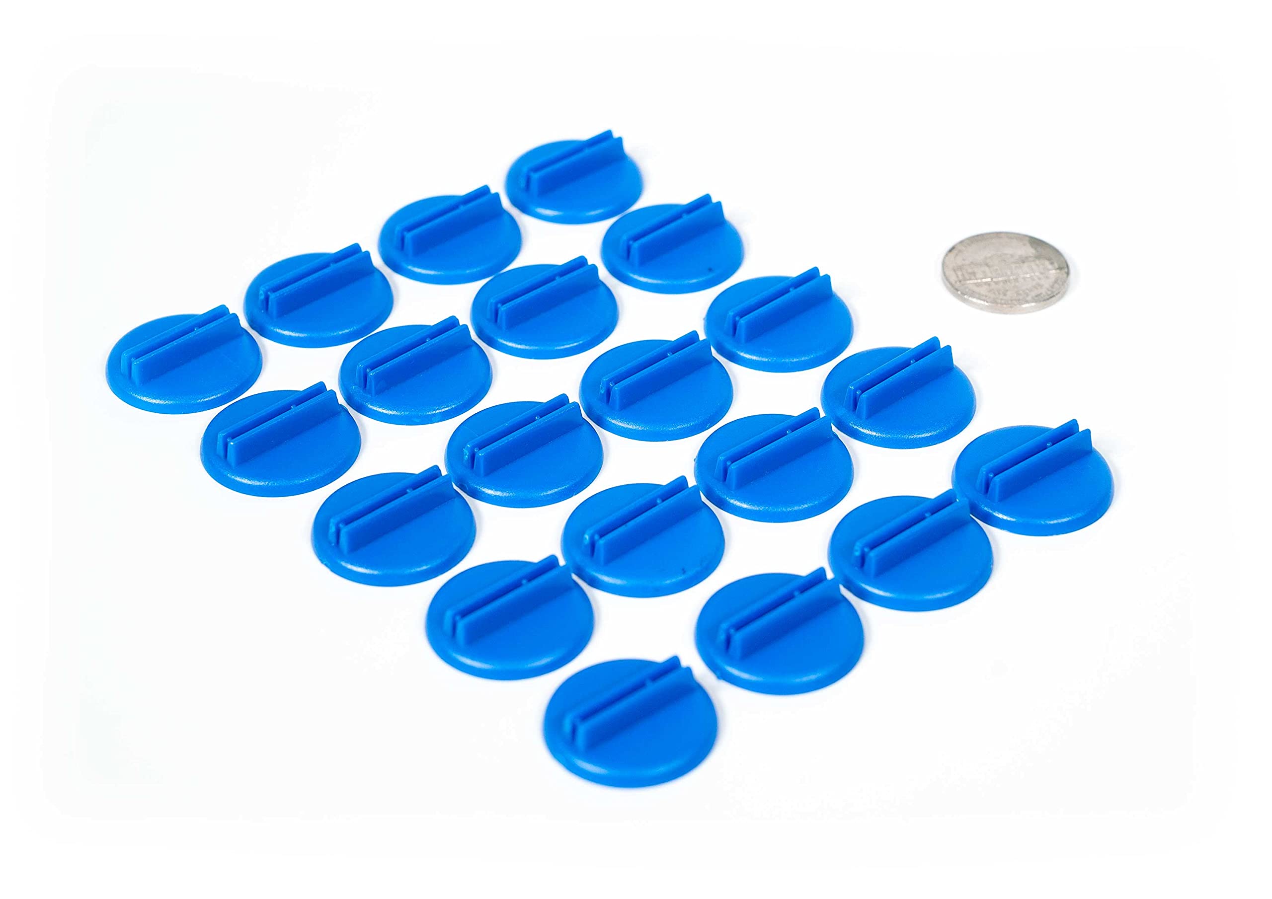 Plastic Card Stand to Hold up Playing Cards or Cardboard Marker Cut-Outs: Set of 20 Blue Color Round Board Game Playing Pieces (School Classroom Supplies, Arts & Crafts Projects)