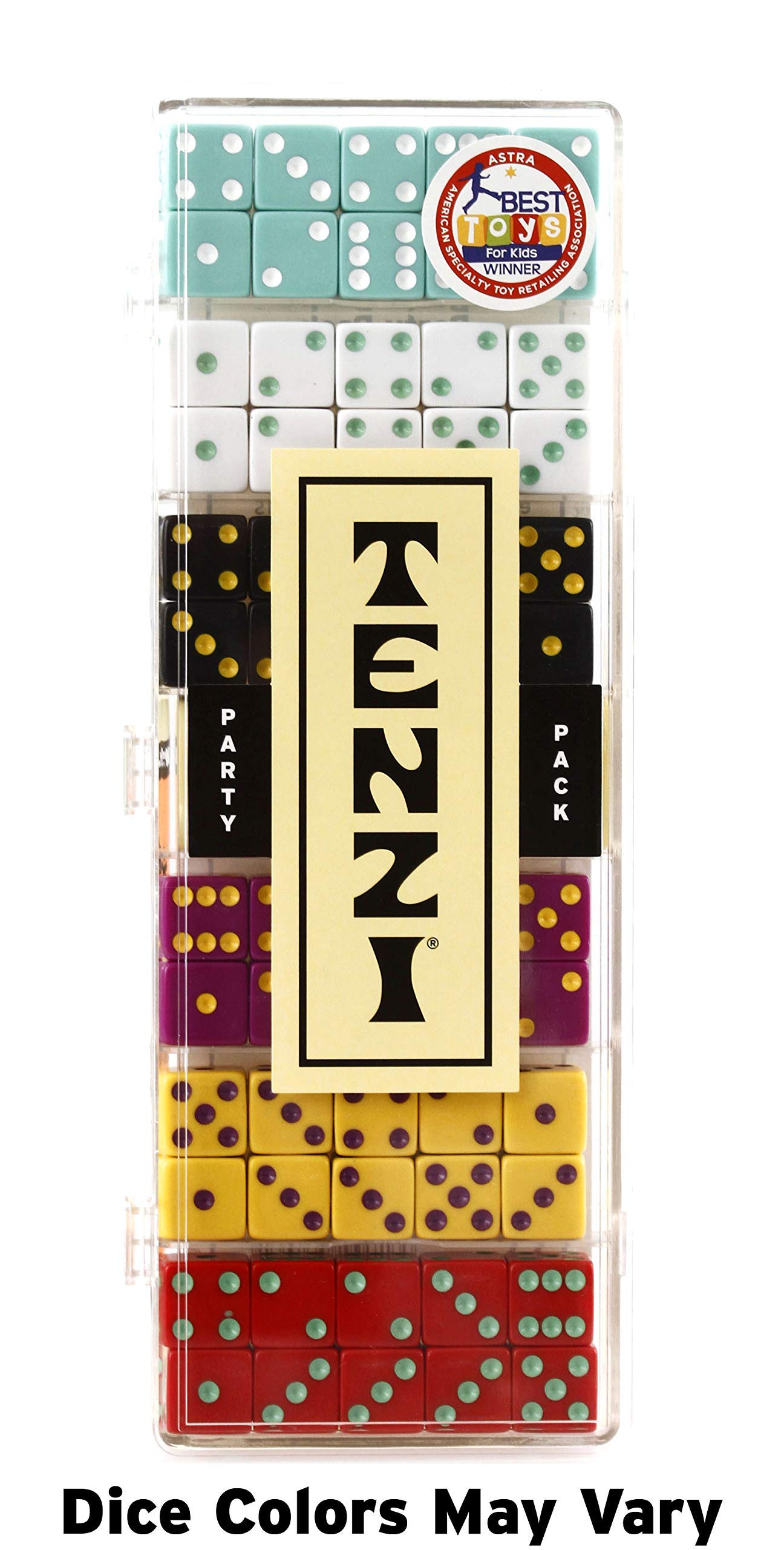 TENZI Party Pack Dice Game - A Fun, Fast Frenzy for The Whole Family - 6 Sets of 10 Colored Dice with Storage Case - Colors May Vary