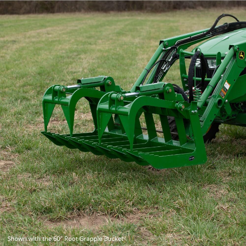 Titan Attachments 72in Root Grapple Bucket Attachment Fits John Deere Loaders, Hook and Pin Connection