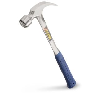 estwing framing hammer - 22 oz long handle curved claw with milled face & shock reduction grip - e3-22cm