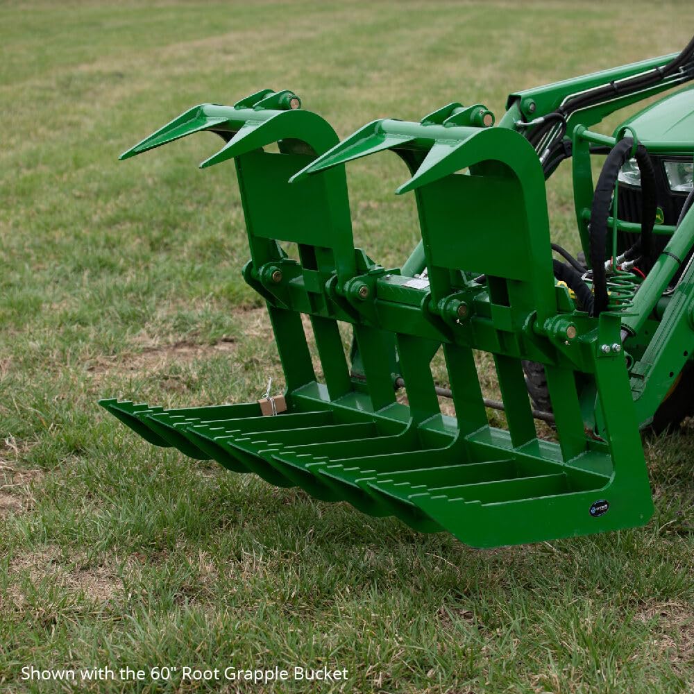 Titan Attachments 72in Root Grapple Bucket Attachment Fits John Deere Loaders, Hook and Pin Connection