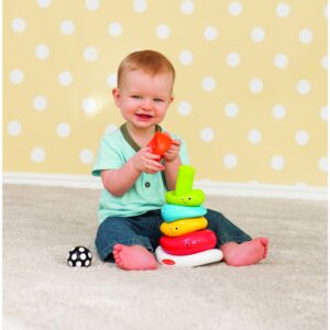 Infantino Funny Faces Ring Stacker Colorful Baby and Toddler Toys for Motor Skills, 5 Pieces