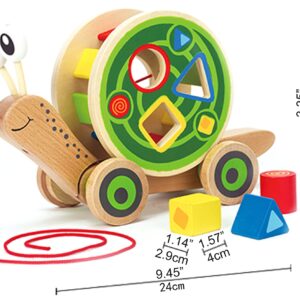 Hape Walk-A-Long Snail Pull Toy |Award Winning Toddler Wooden Push and Pull Toy with Removable Color