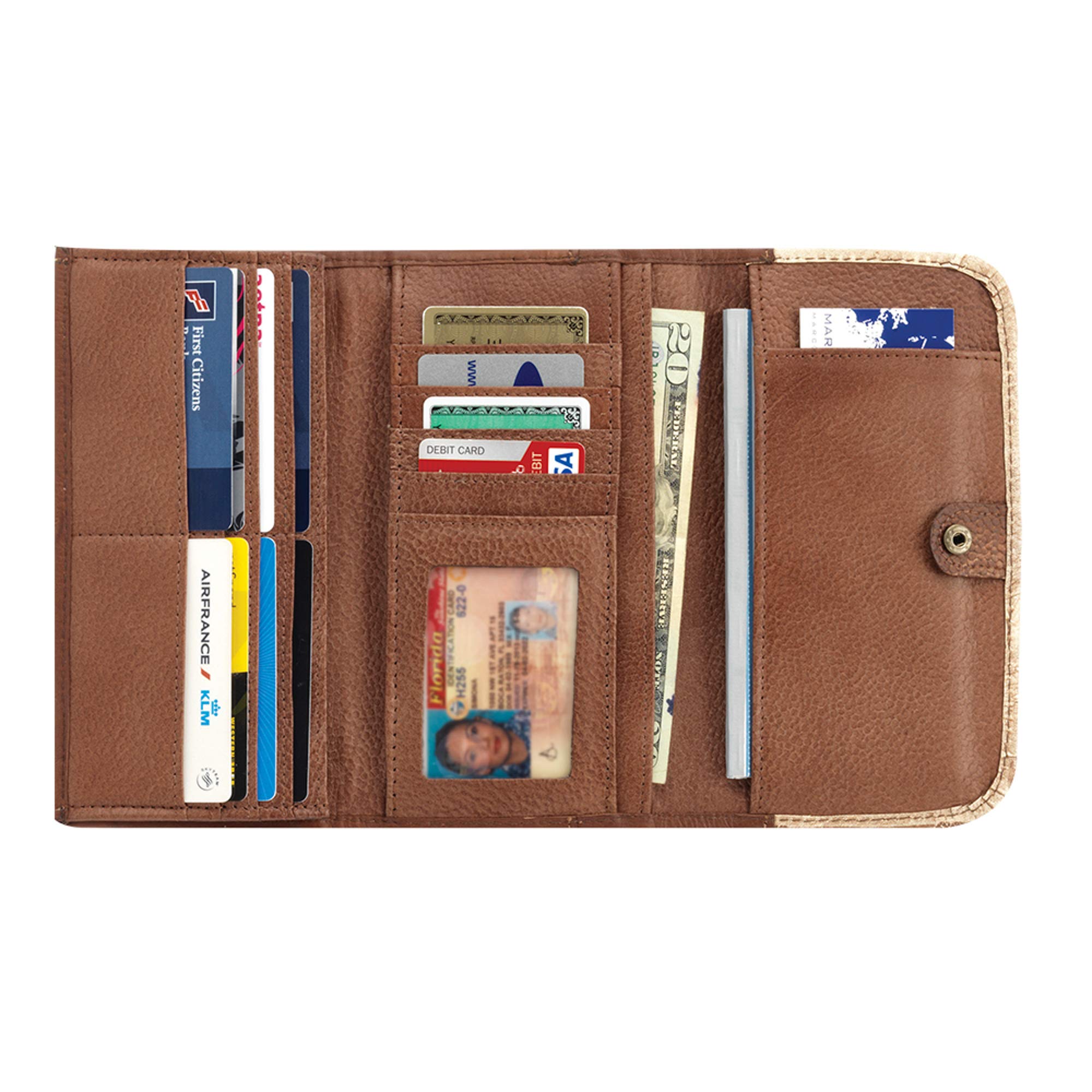 American West Women's Leather Tri-Fold Wallet Billfold Annie's Secret