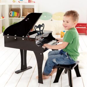 Hape Classic Grand Black Piano| Thirty Key Wooden Keyboard Musical Toy Set for Kids Age Year 3 and up