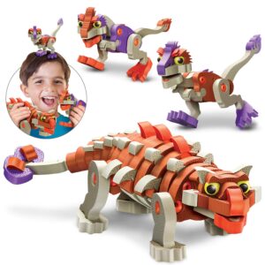 Bloco Toys Ankylosaur & Young Raptors | STEM Toy | Jurassic Dinosaurs | DIY Building Construction Set (200 Pieces)